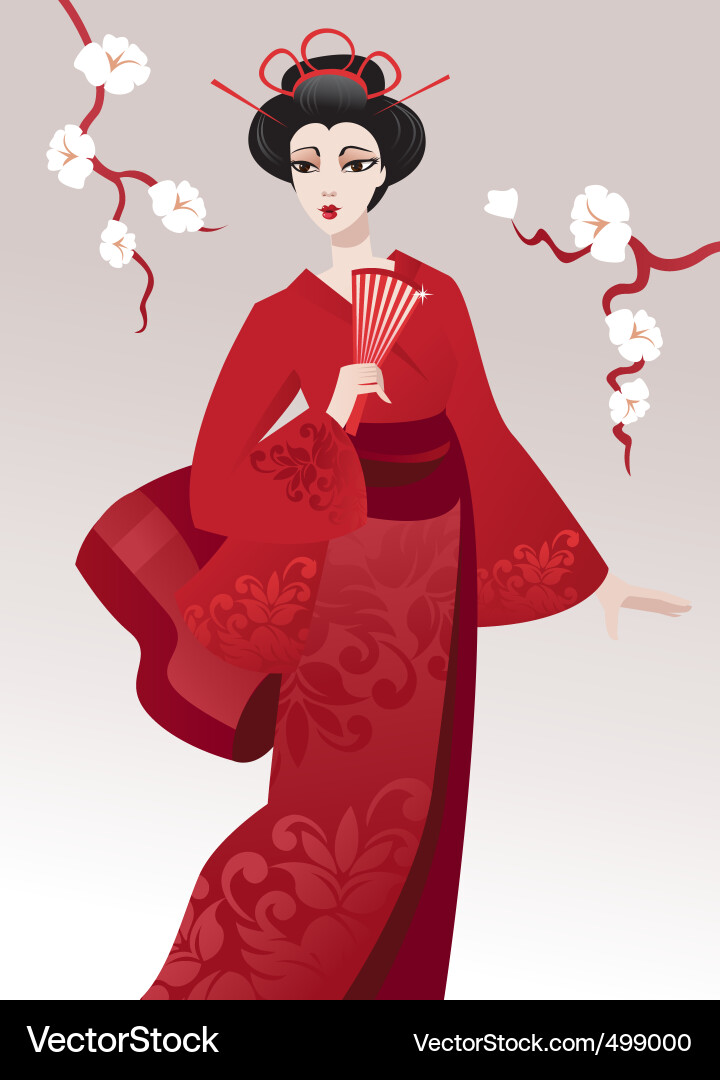 Pretty geisha Royalty Free Vector Image - VectorStock