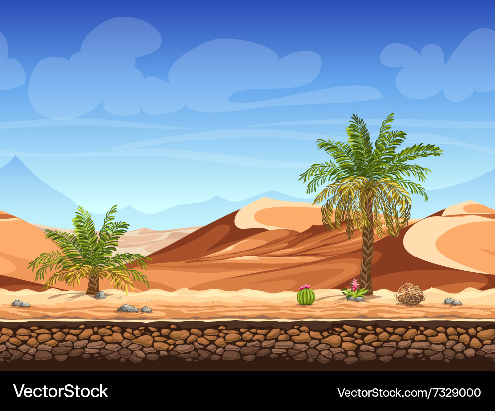 Seamless background - palm trees in desert Vector Image