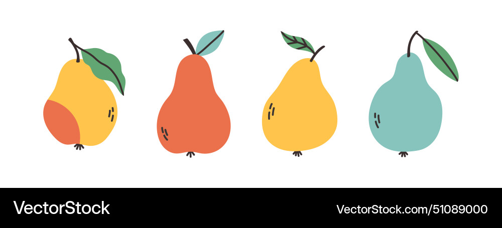 Set of abstract pear simple tropical Royalty Free Vector