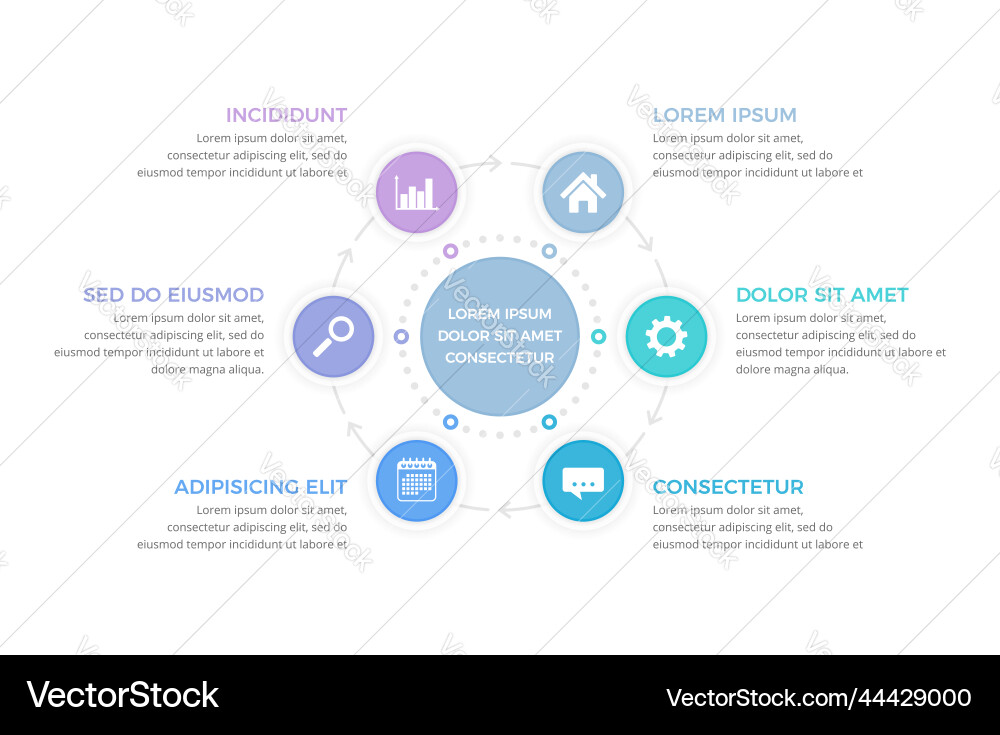 Six Steps Circle Diagram Royalty Free Vector Image