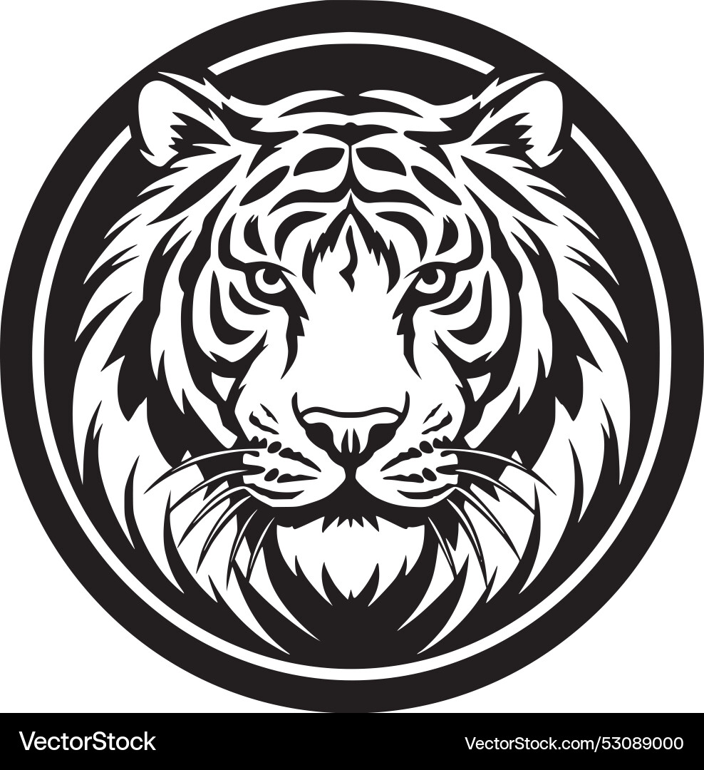 Tiger - black and white Royalty Free Vector Image