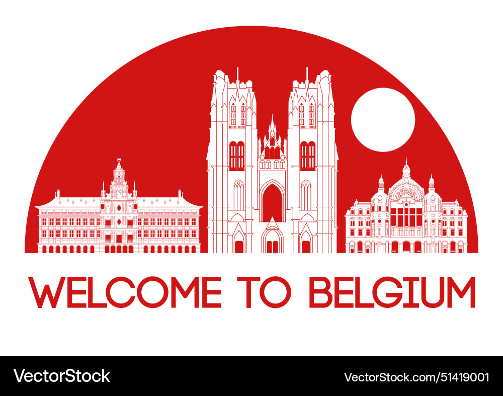 Belgium famous landmark silhouette style Vector Image