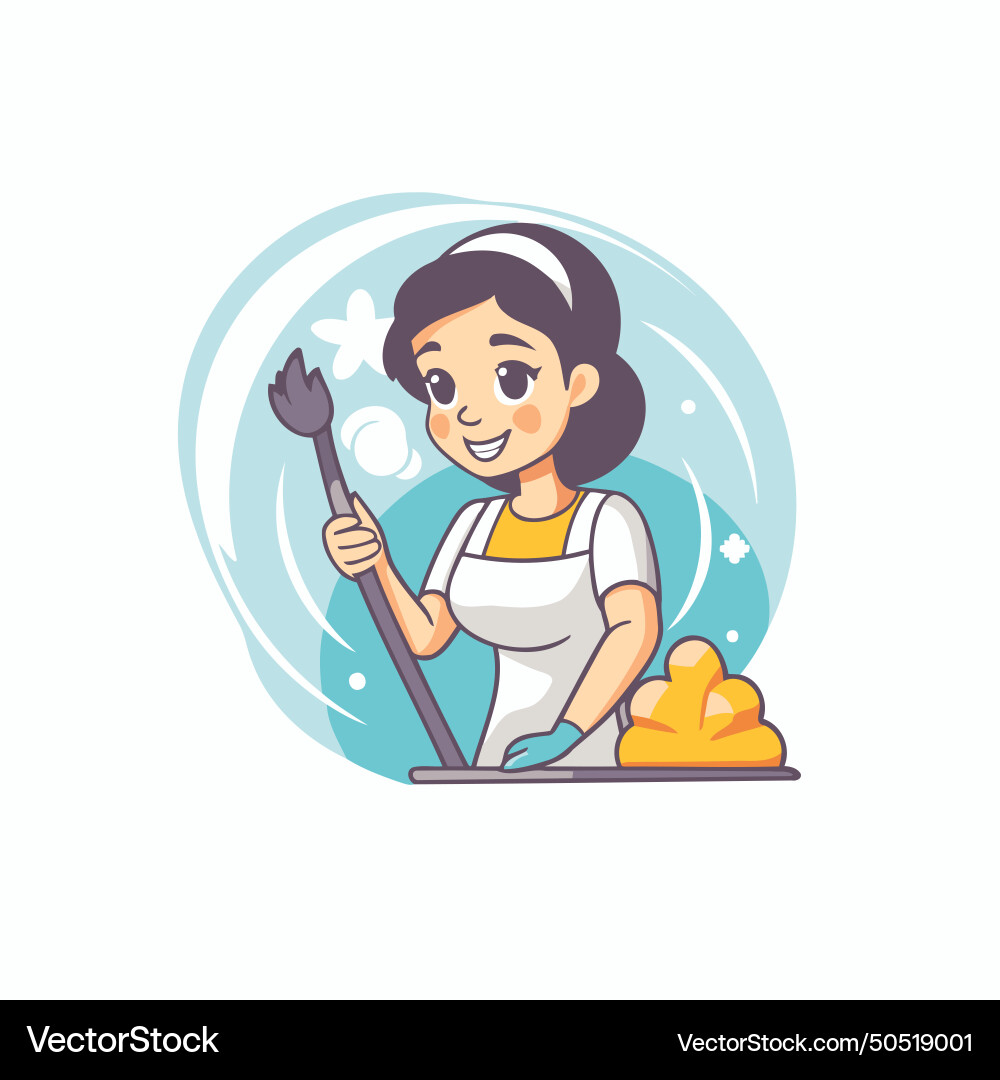 Cleaning lady character service Royalty Free Vector Image