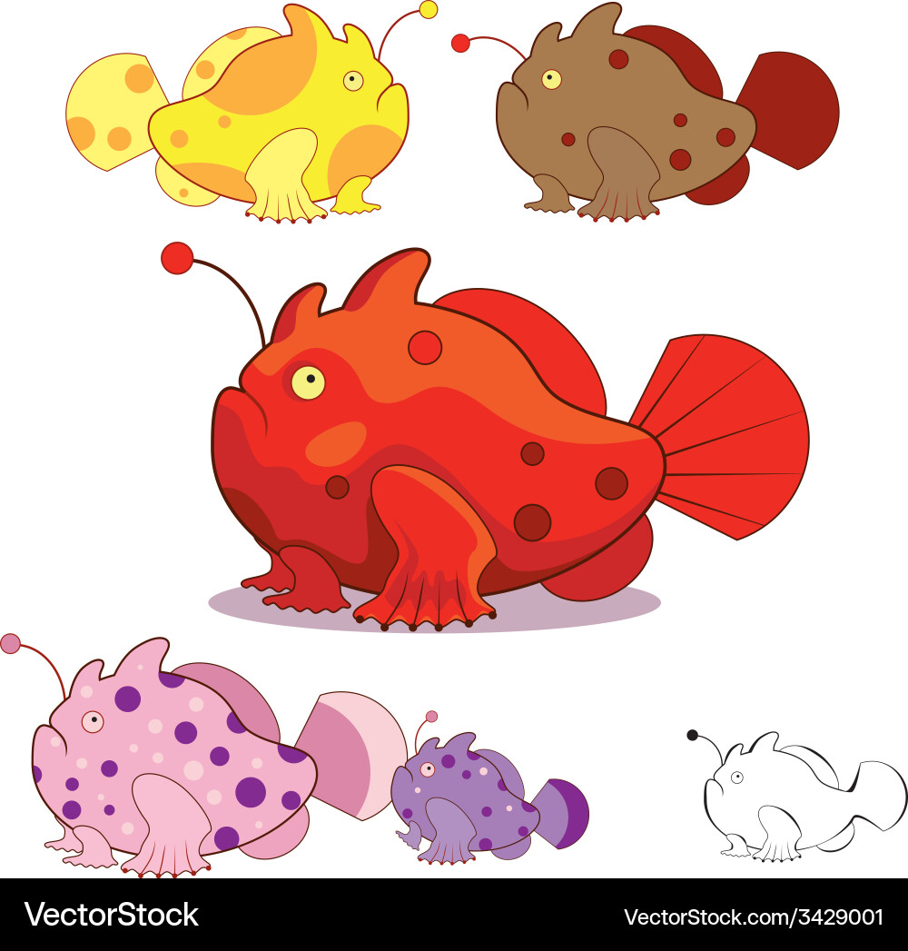 Funny frogfishes Royalty Free Vector Image - VectorStock