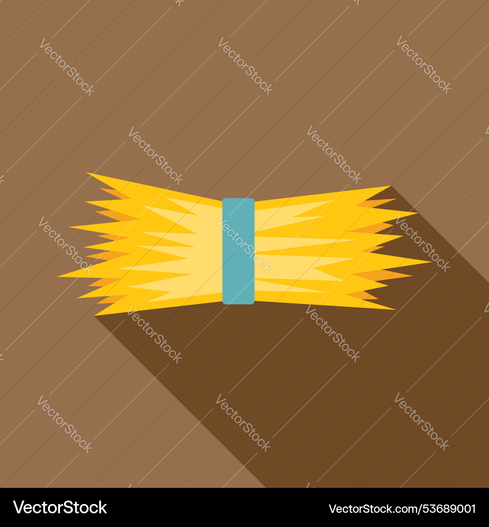 Hay bale tied with blue rope casting long shadow Vector Image