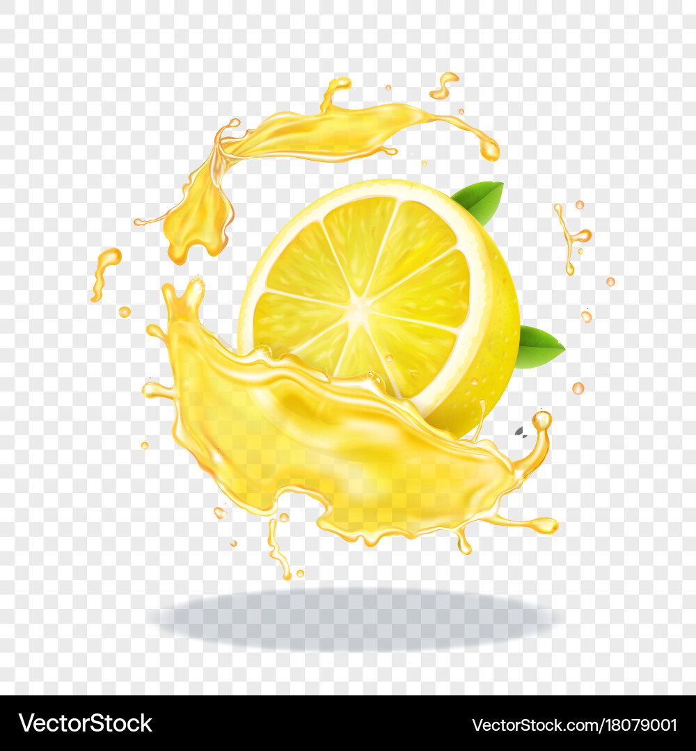 Lemon fruit juice splash realistic Royalty Free Vector Image