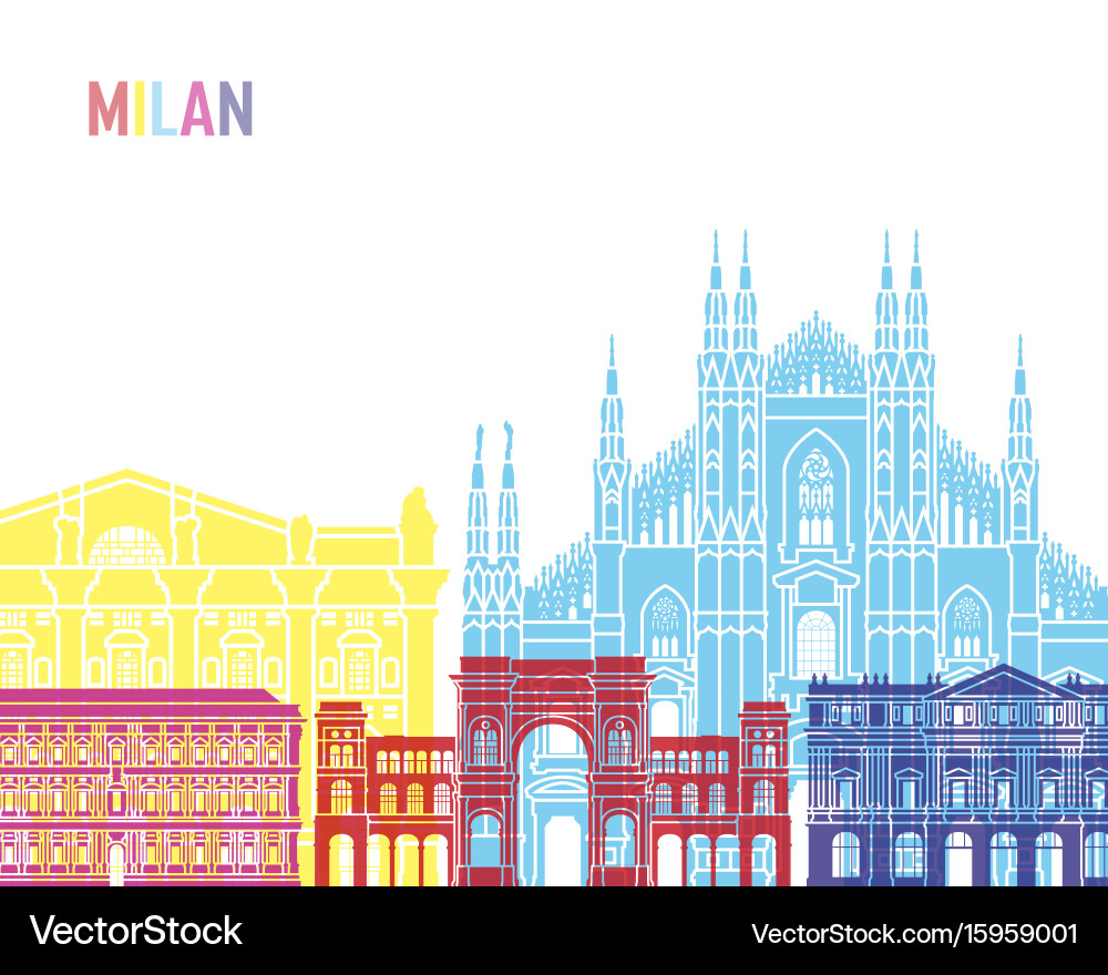 Milan skyline pop Royalty Free Vector Image - VectorStock