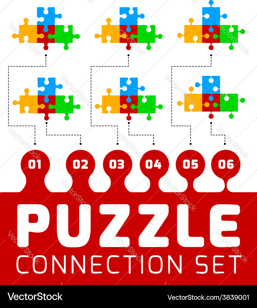 Puzzle connection set Royalty Free Vector Image