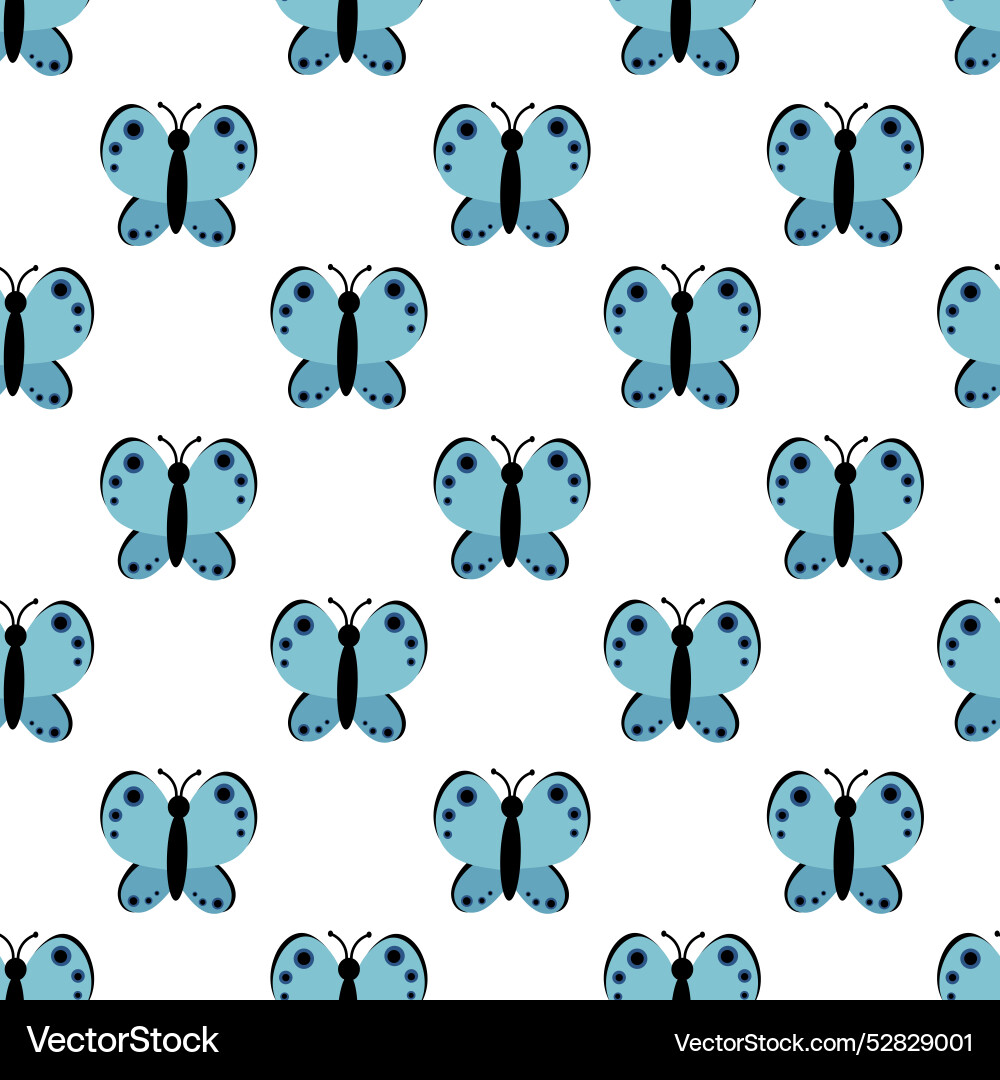Seamless pattern with blue butterfly Royalty Free Vector