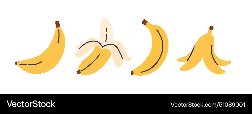 Set of abstract banana simple Royalty Free Vector Image