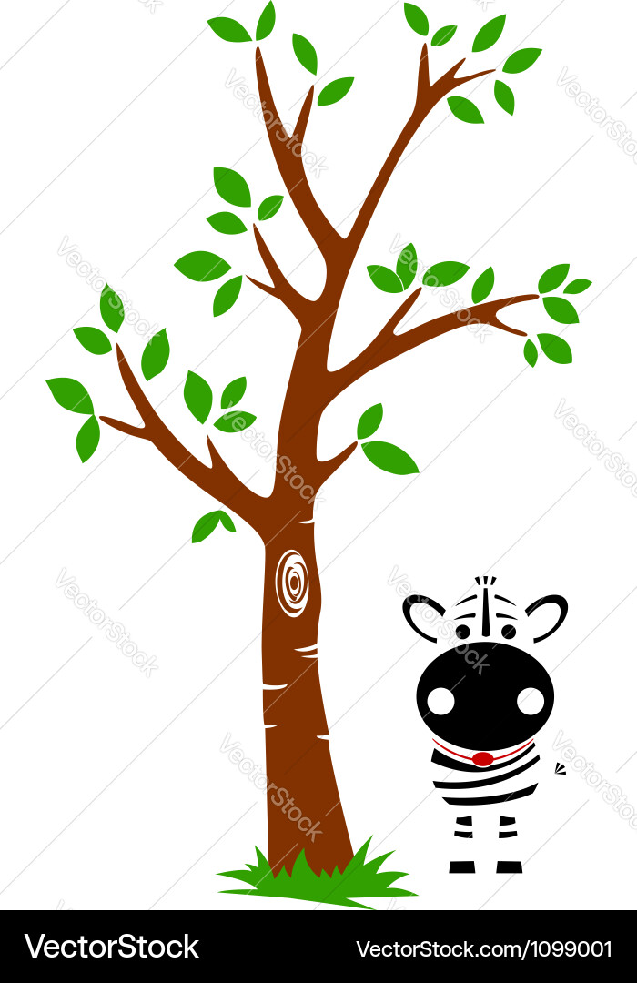 Tree and zebra Royalty Free Vector Image - VectorStock