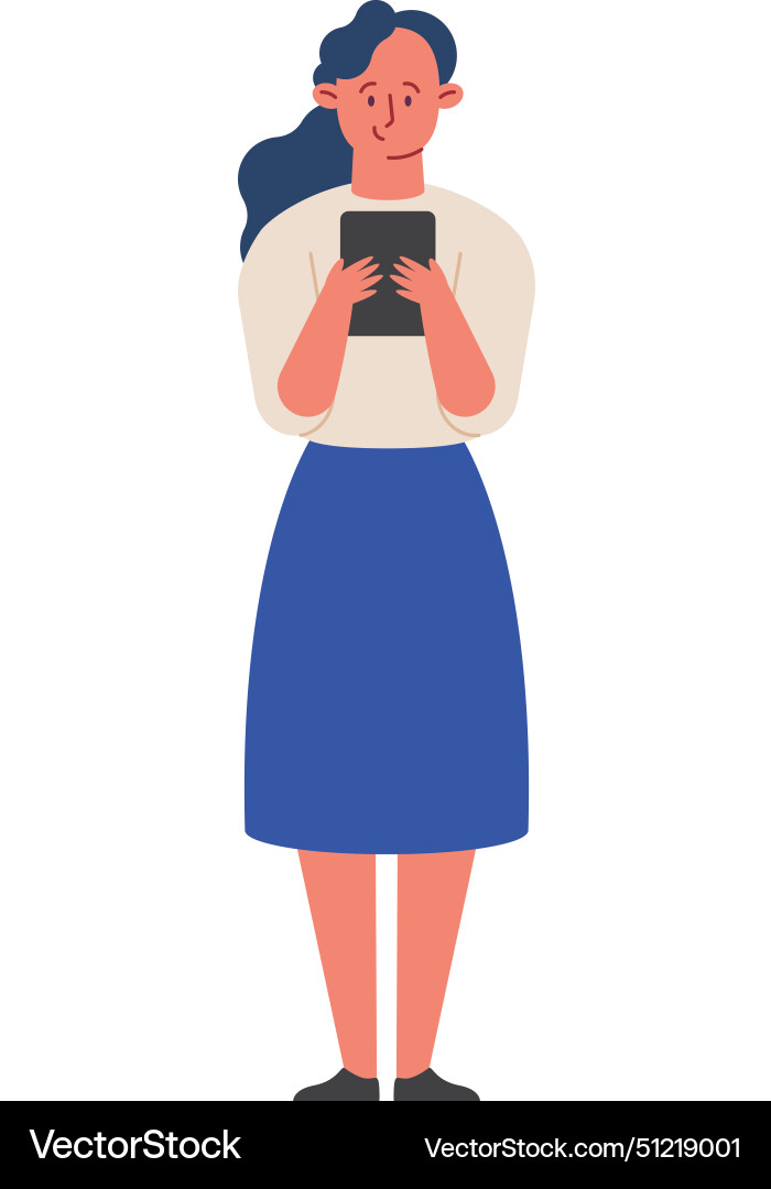 Woman reading ebook on tablet Royalty Free Vector Image