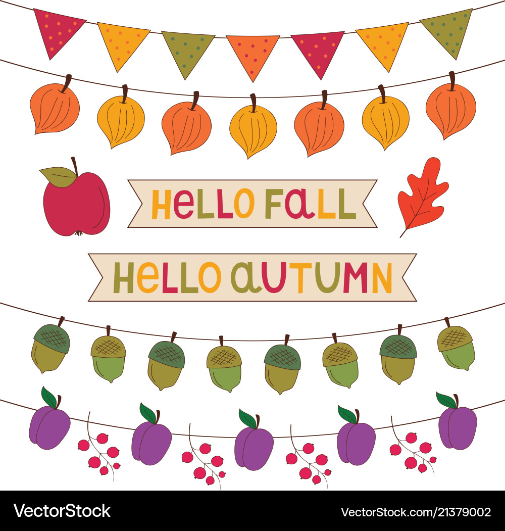 Autumn banners set isolated decoration Royalty Free Vector