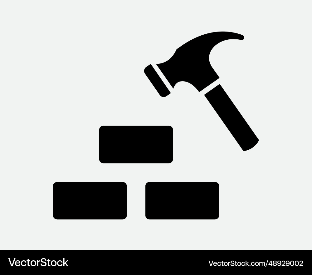 Building repair icon hammer brick bricks work sign