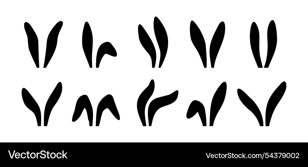 Collection of rabbit ears silhouette for happy Vector Image