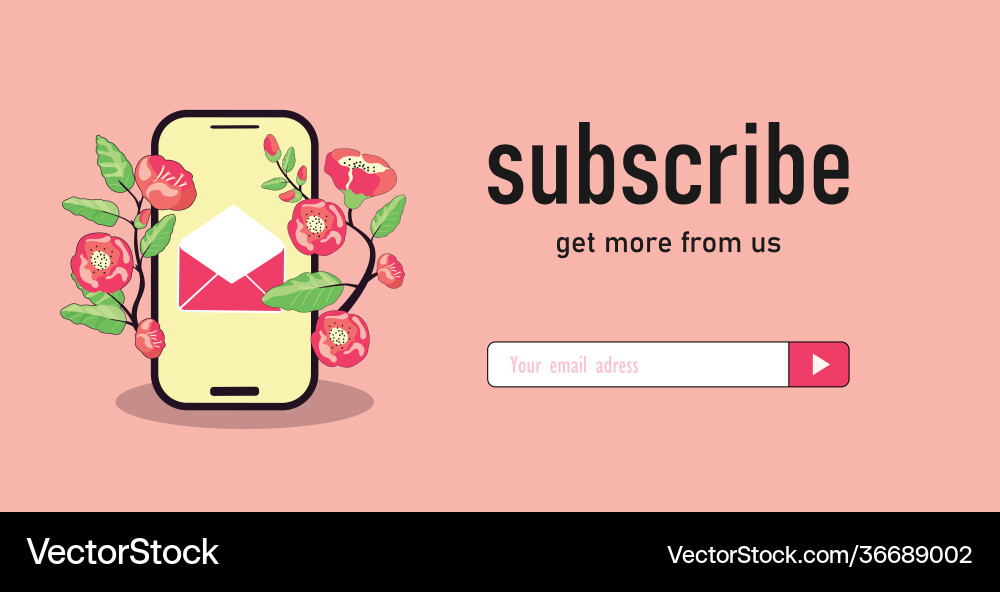 Creative email subscription design with rose Vector Image