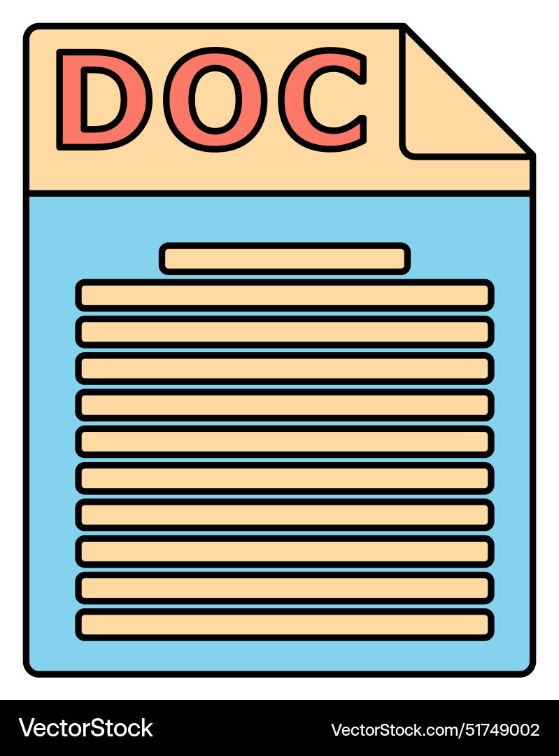 Doc file icon symbol for word documents and text Vector Image