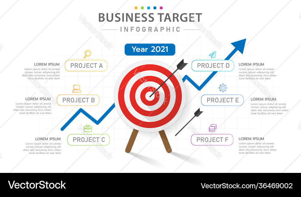 Infographic modern target diagram with projects Vector Image