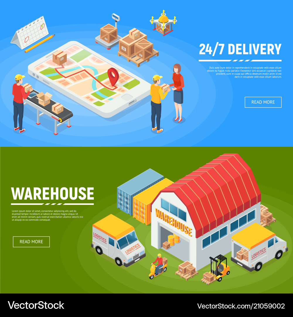 Logistics horizontal banners Royalty Free Vector Image