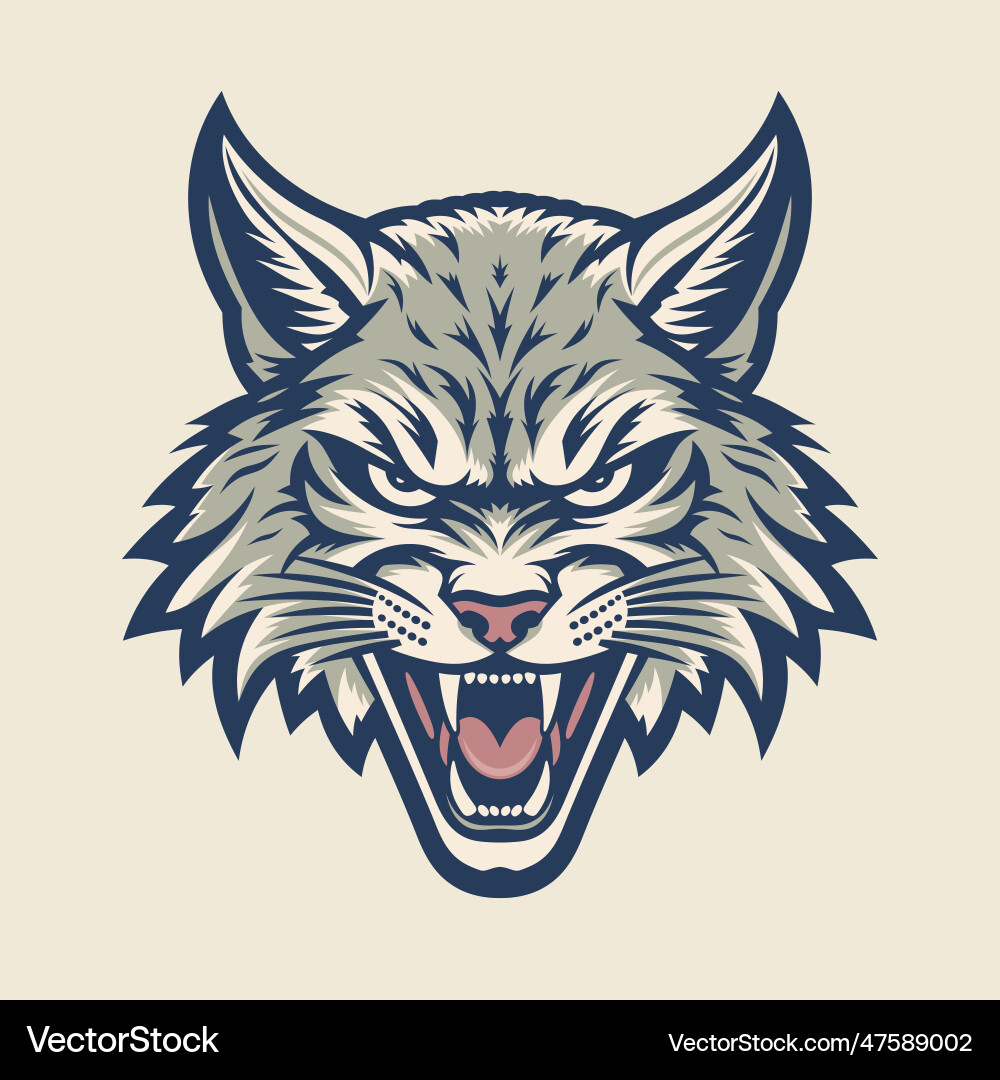 Lynx head logo template bobcat face graphic Vector Image
