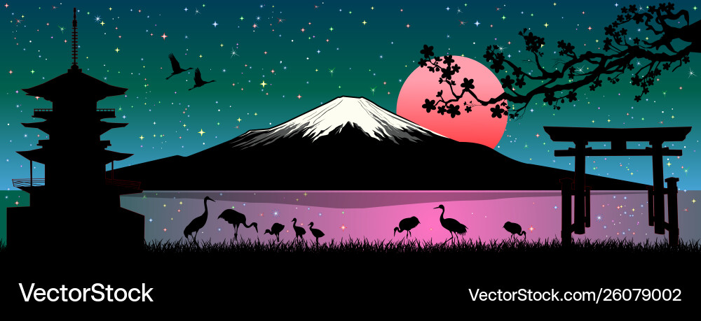 Mount fuji japanese landscape Royalty Free Vector Image