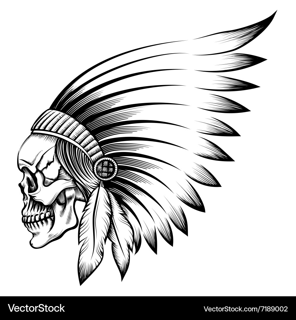 Native American Skull Emblem Royalty Free Vector Image