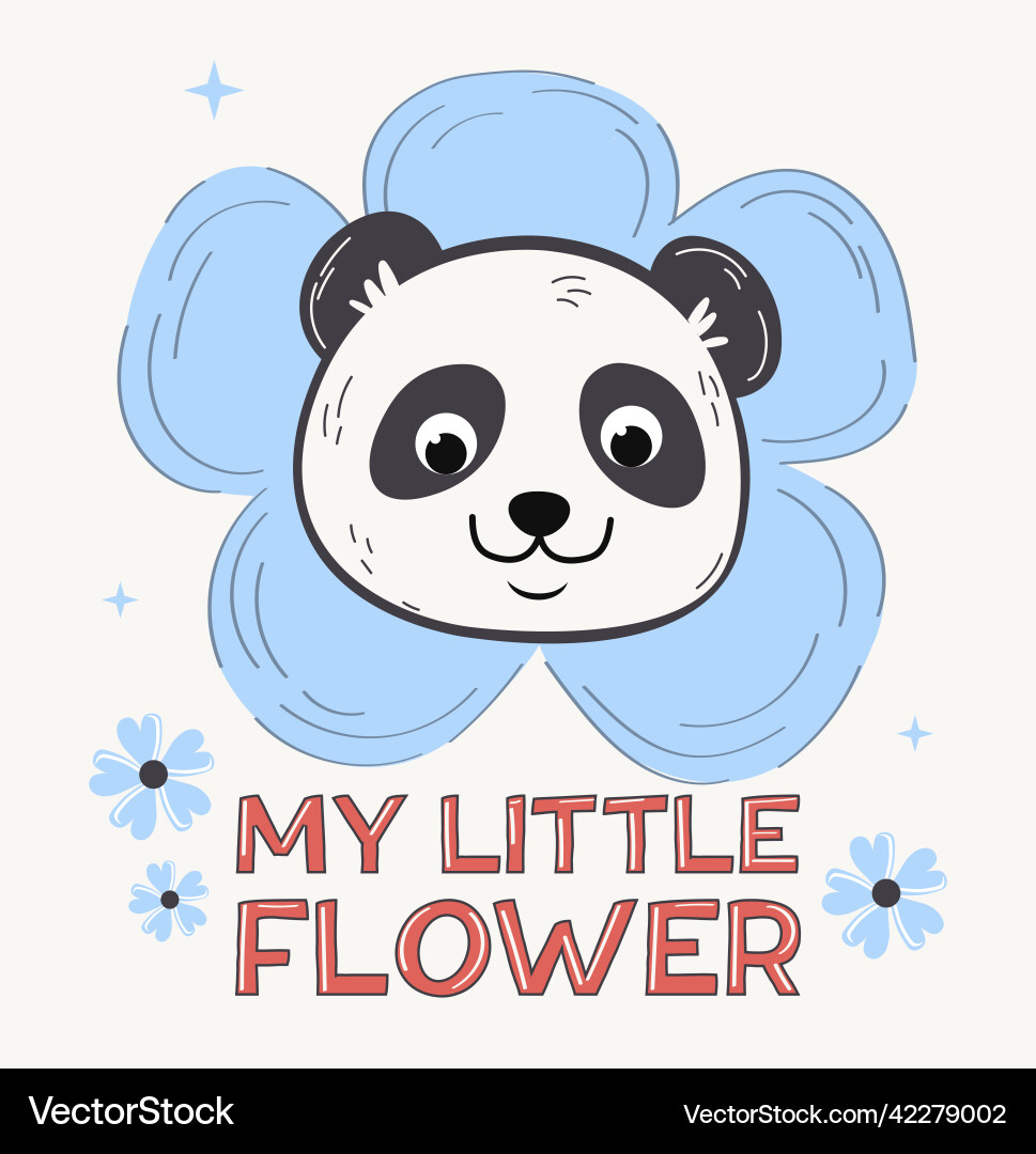 Panda with lettering Royalty Free Vector Image