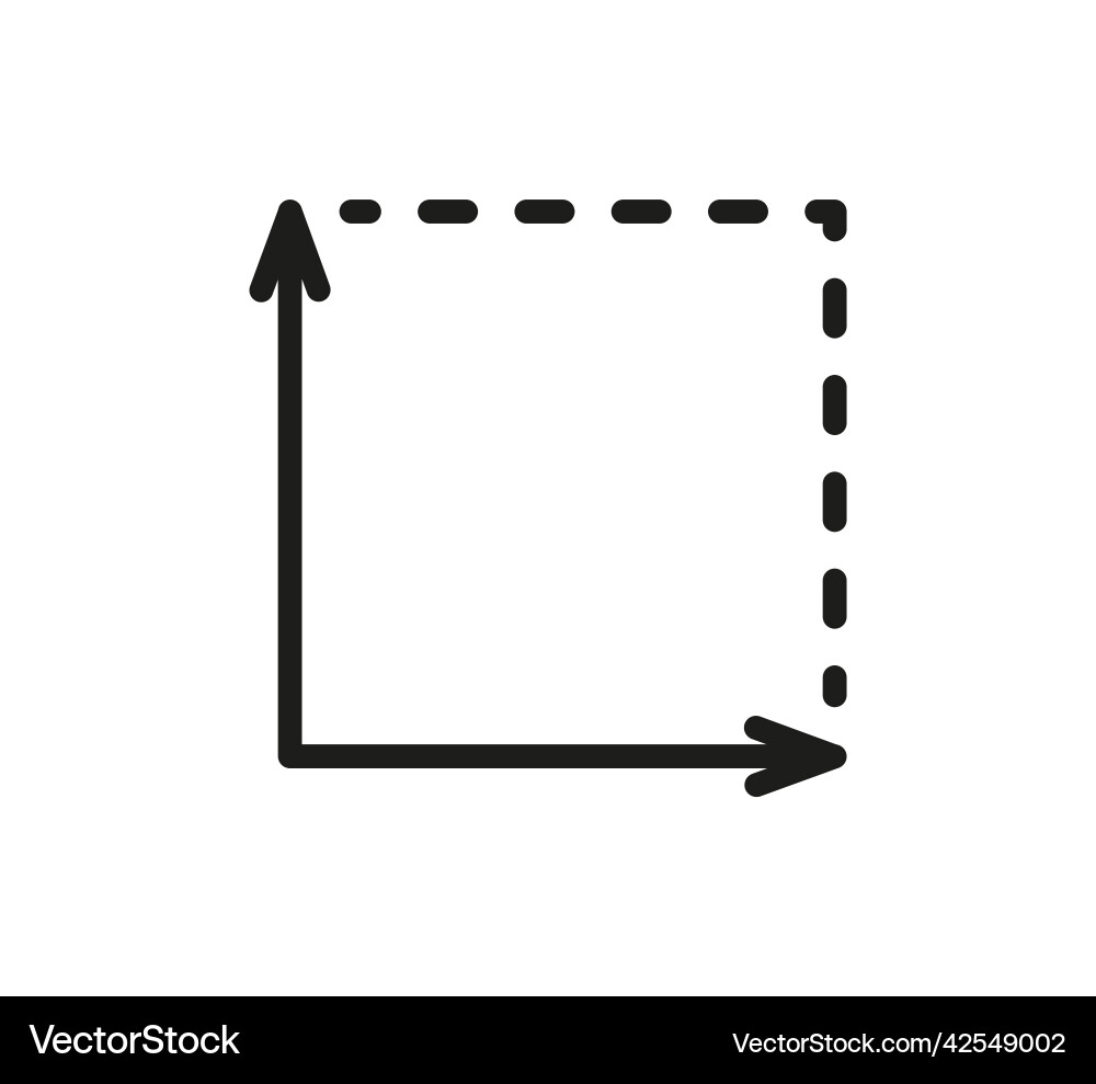 Square area icon coordinate axes sign Royalty Free Vector