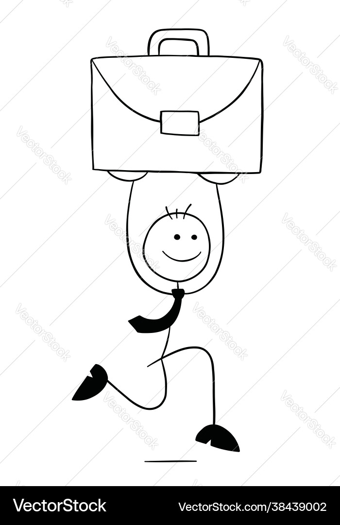 Stickman businessman character running Royalty Free Vector