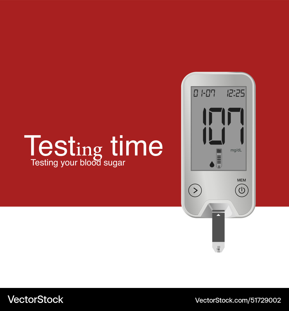 Testing time blood glucose device Royalty Free Vector Image