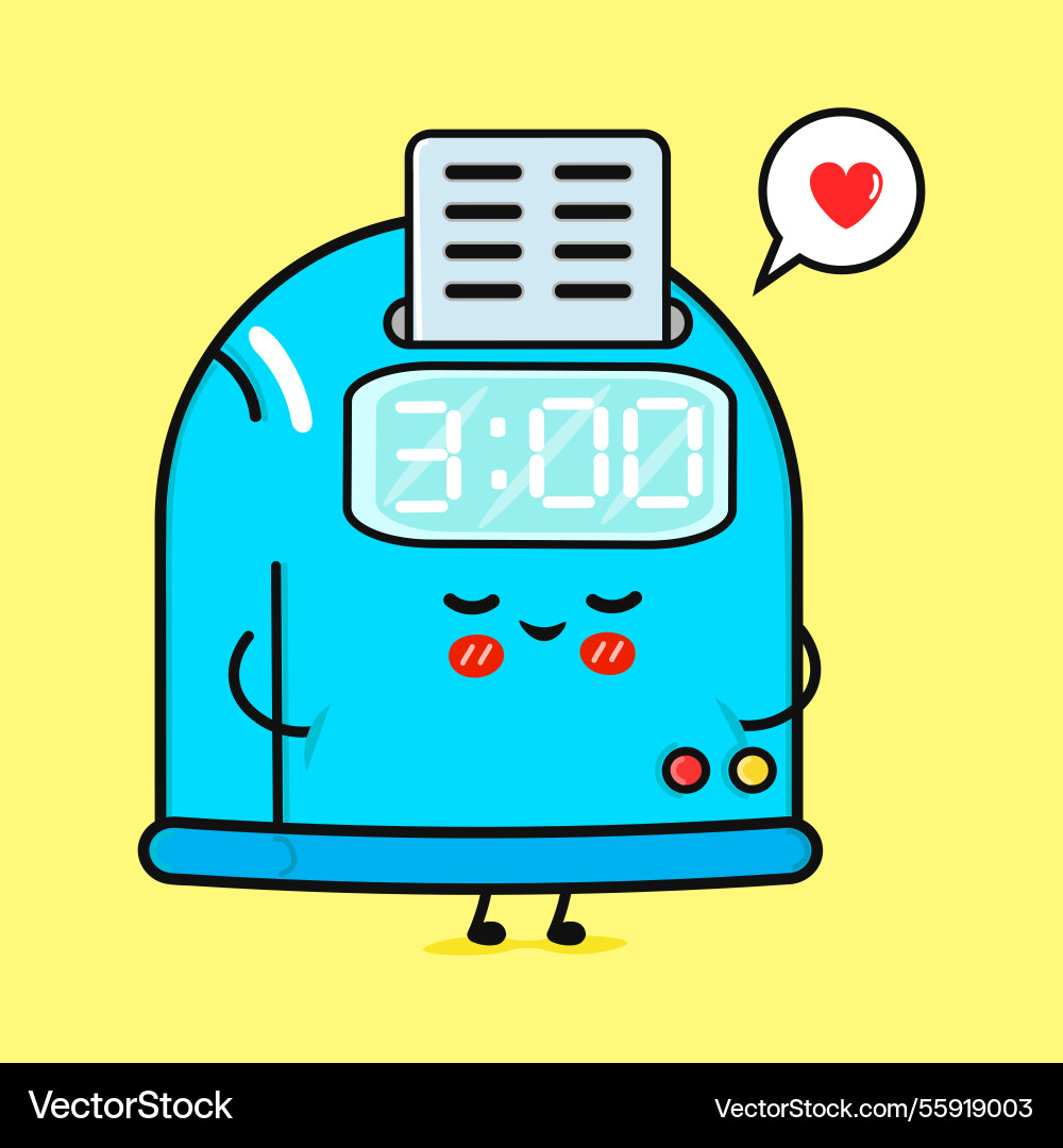 Cartoon punch clock cute time with heart Vector Image