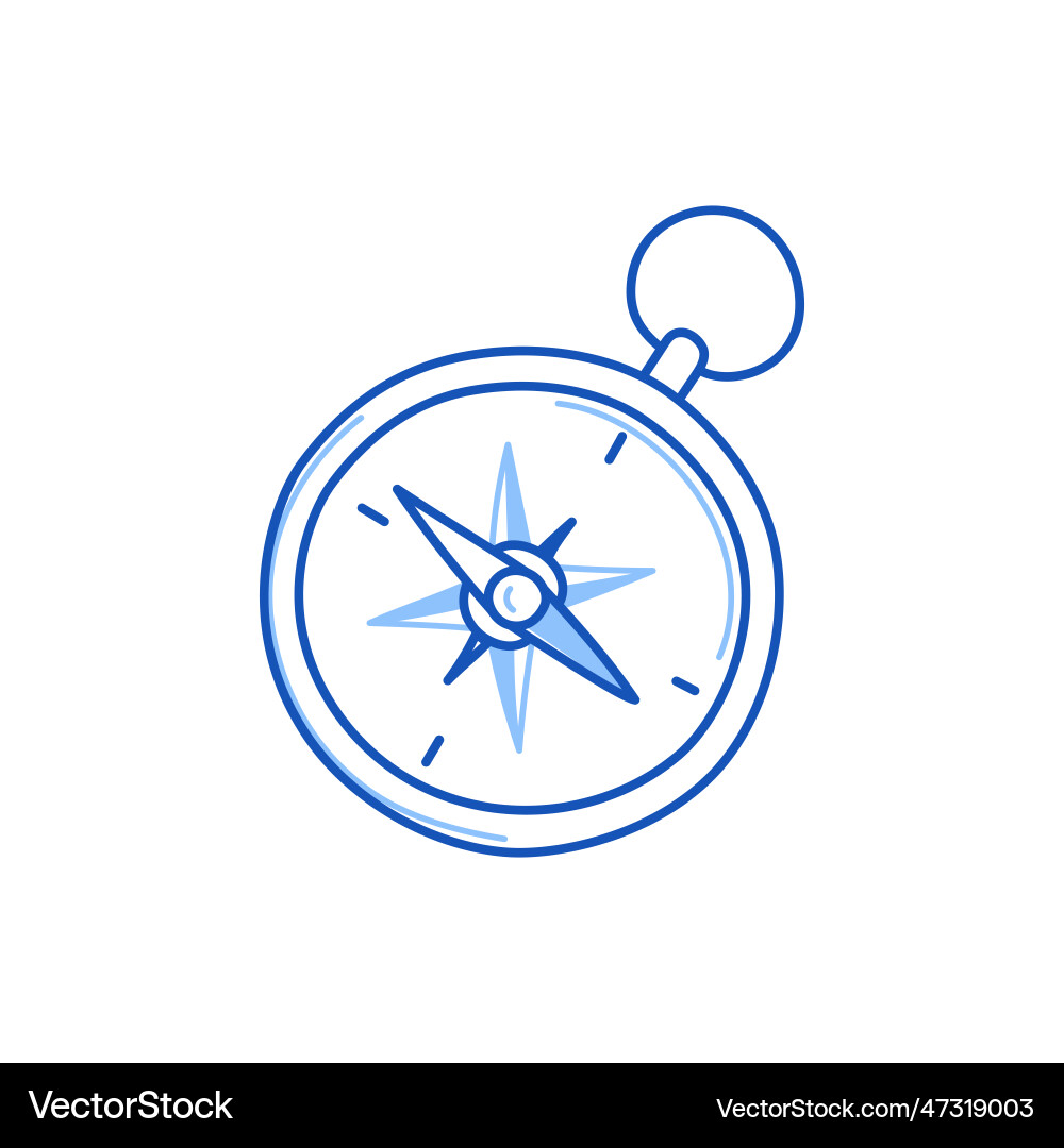 Kompass doodle hand gezeichnete Skizze Stil alt Vektorbild