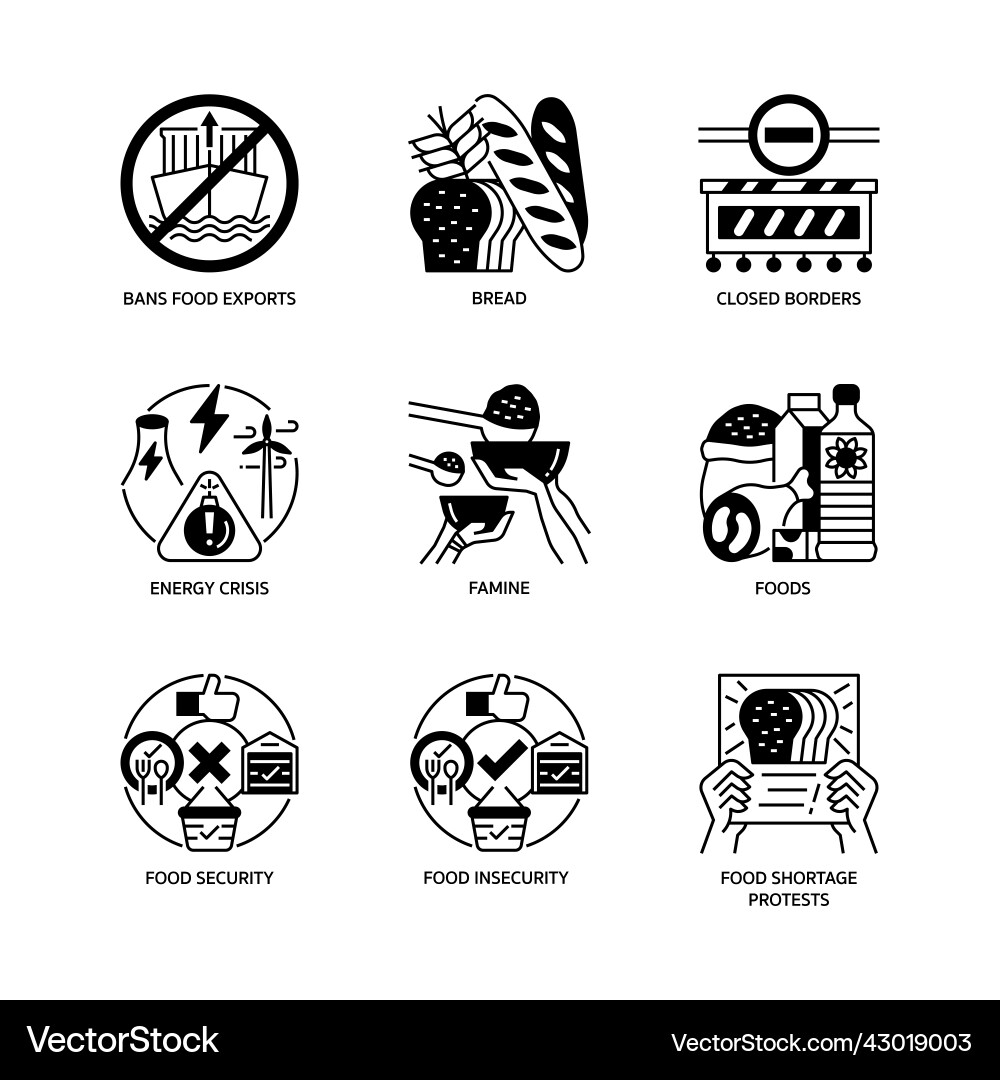 Food Crisis Icon Set Royalty Free Vector Image