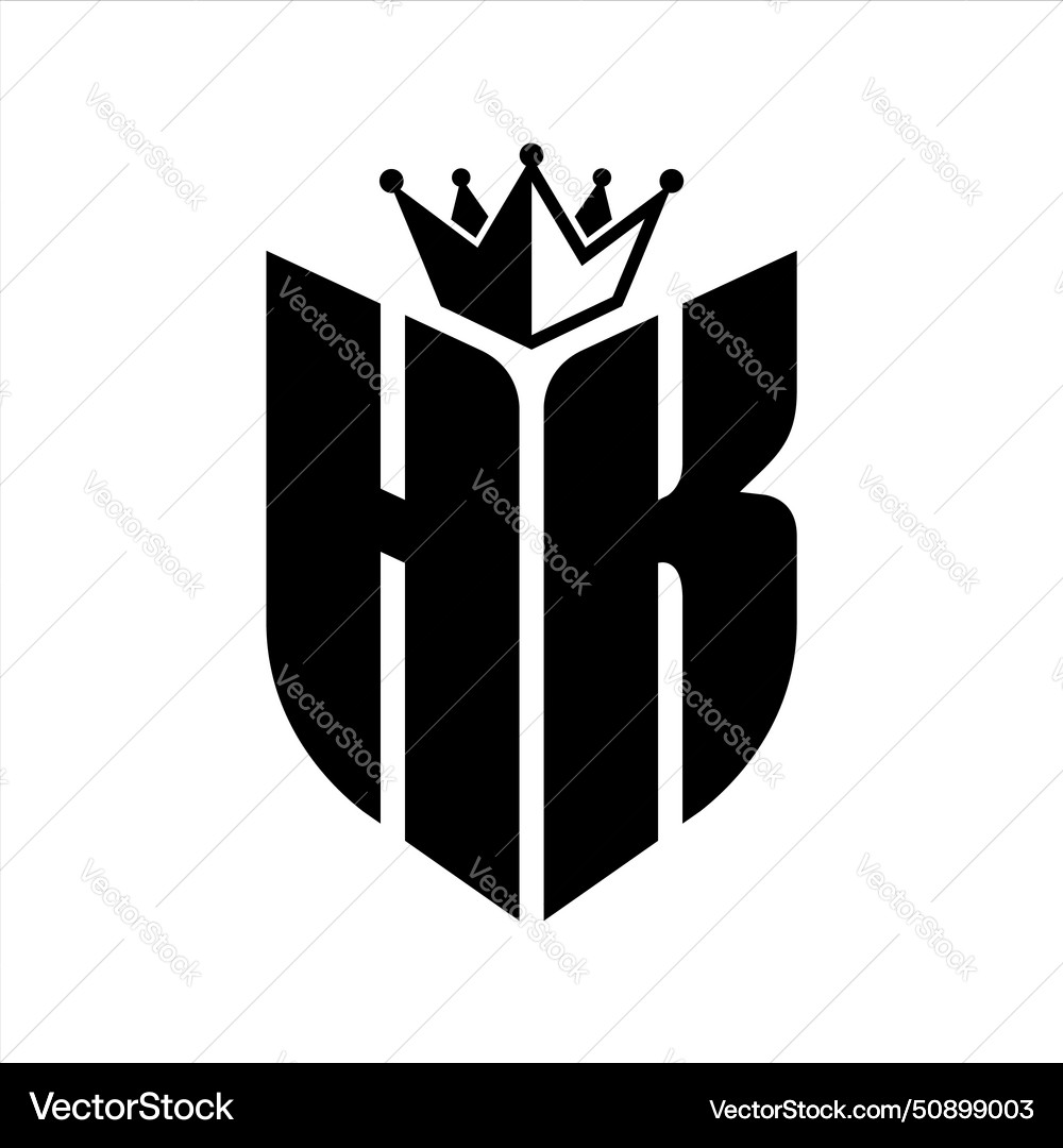 Hk letter monogram with shield shape crown Vector Image