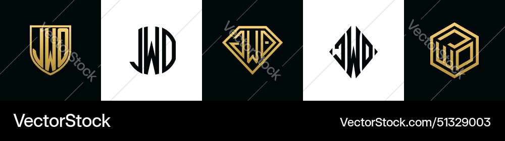 Initial letters jwo logo designs bundle Royalty Free Vector