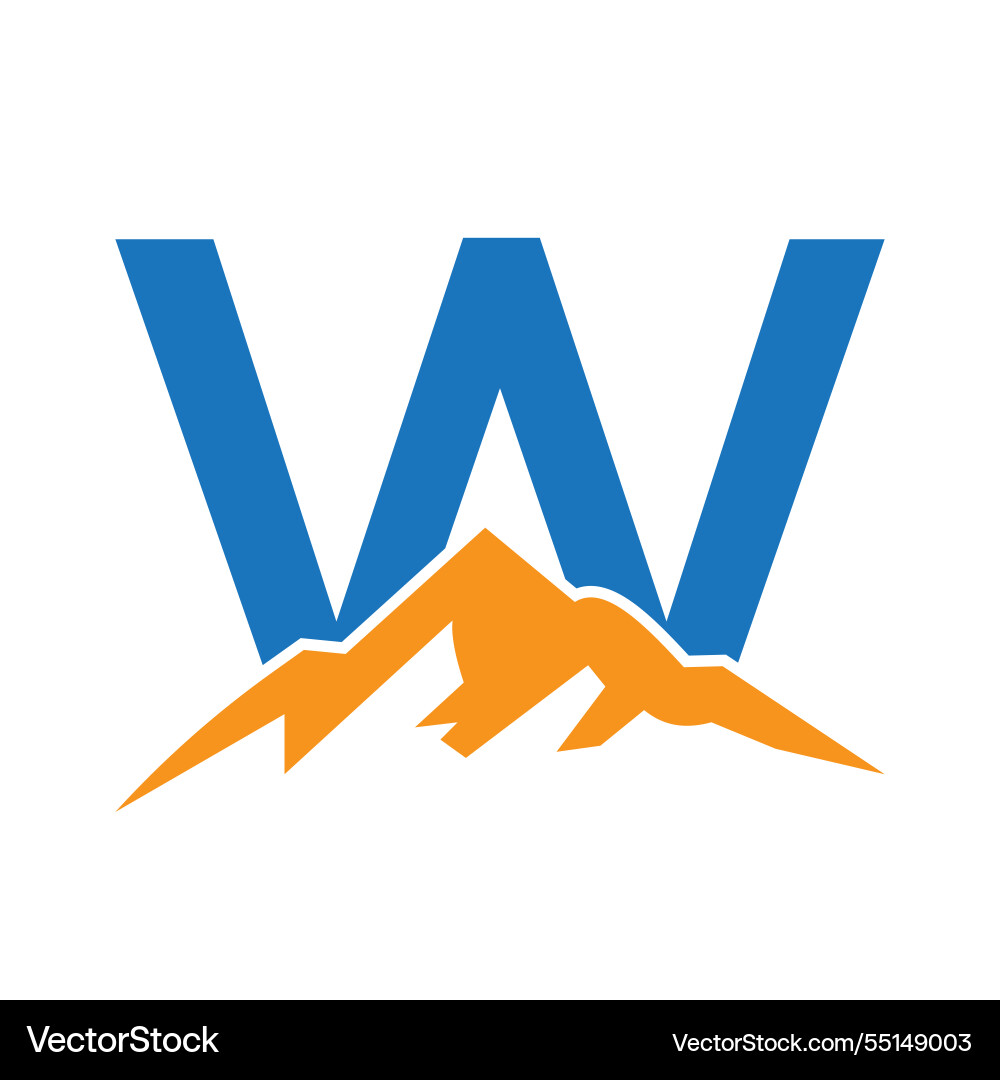 Initial monogram letter w mountain logo explore Vector Image