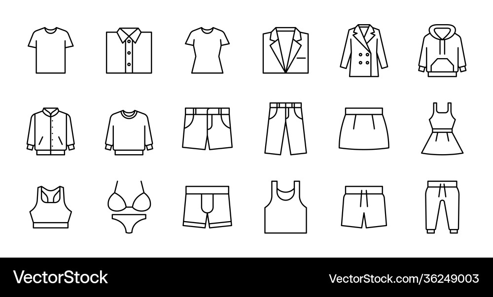 Outline clothing icons Royalty Free Vector Image