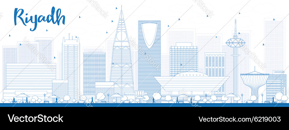 Outline riyadh skyline Royalty Free Vector Image