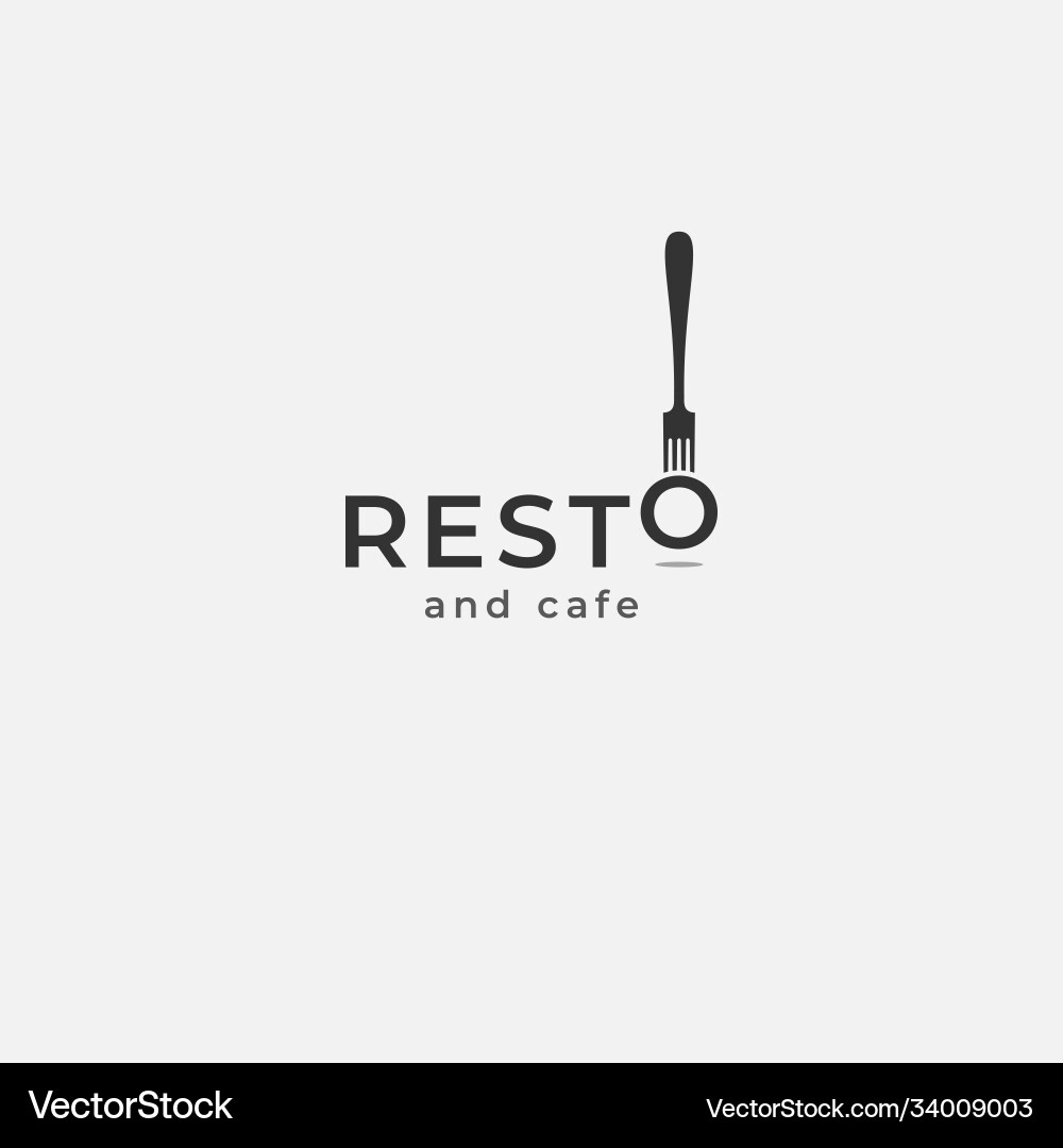 Resto logo with fork restaurant menu on white Vector Image