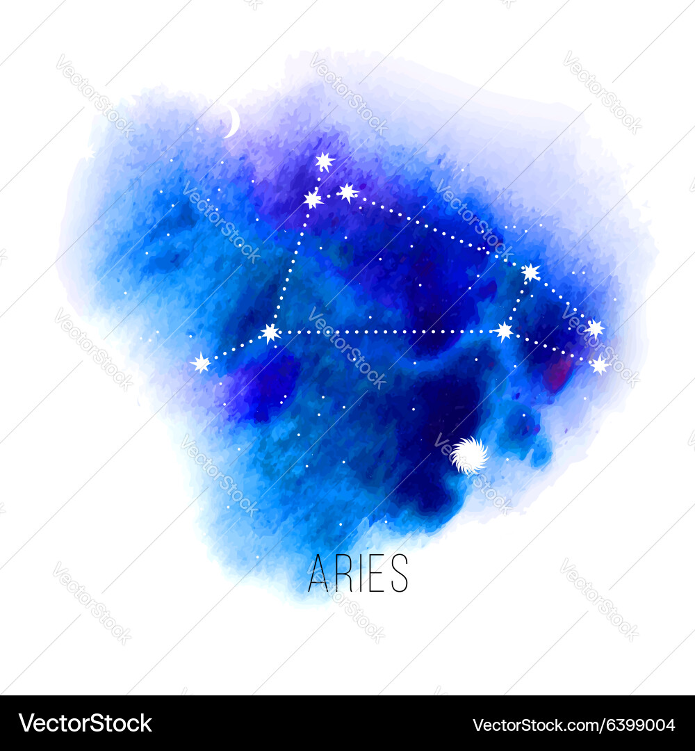Astrology sign aries on watercolor background Vector Image