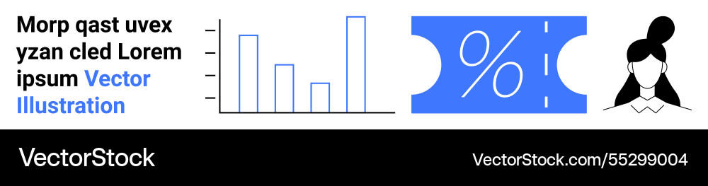 Data chart discount voucher and female profile Vector Image