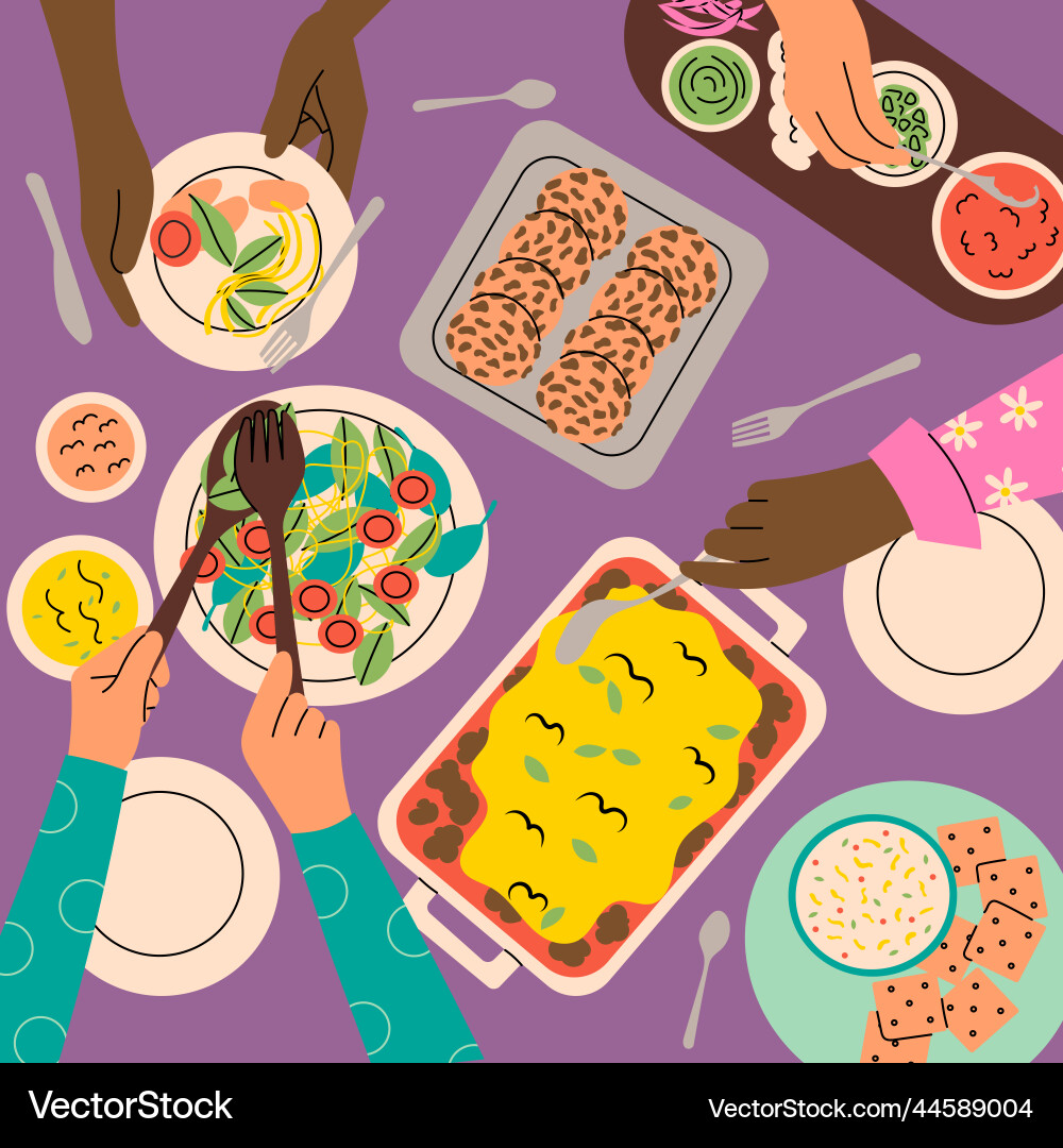 Hand drawn potluck Royalty Free Vector Image - VectorStock