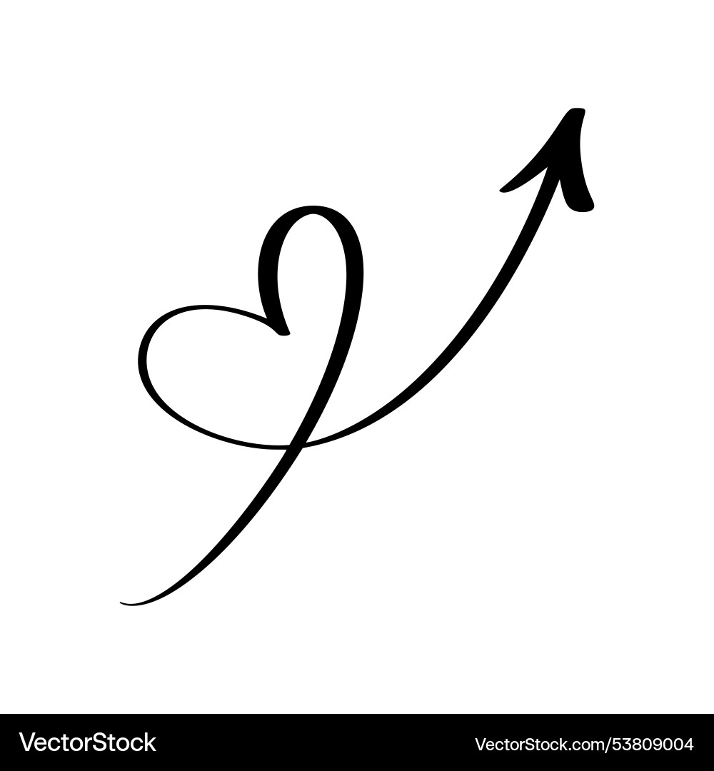 Heart shaped valentine arrow with flowing line Vector Image
