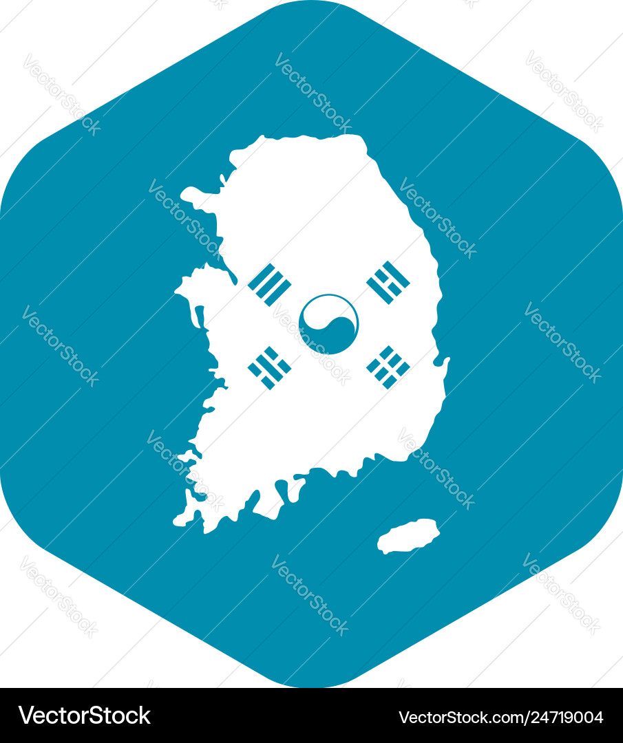 South korea map with flag icon simple style Vector Image