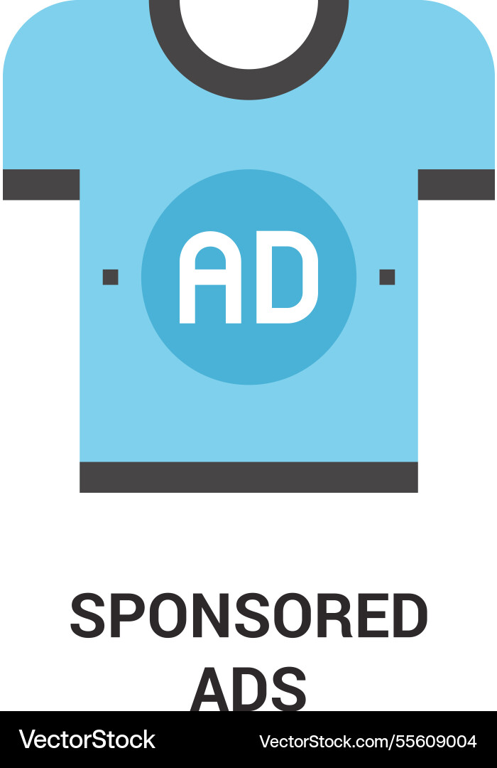 Sponsored ads flat icon design concept Royalty Free Vector