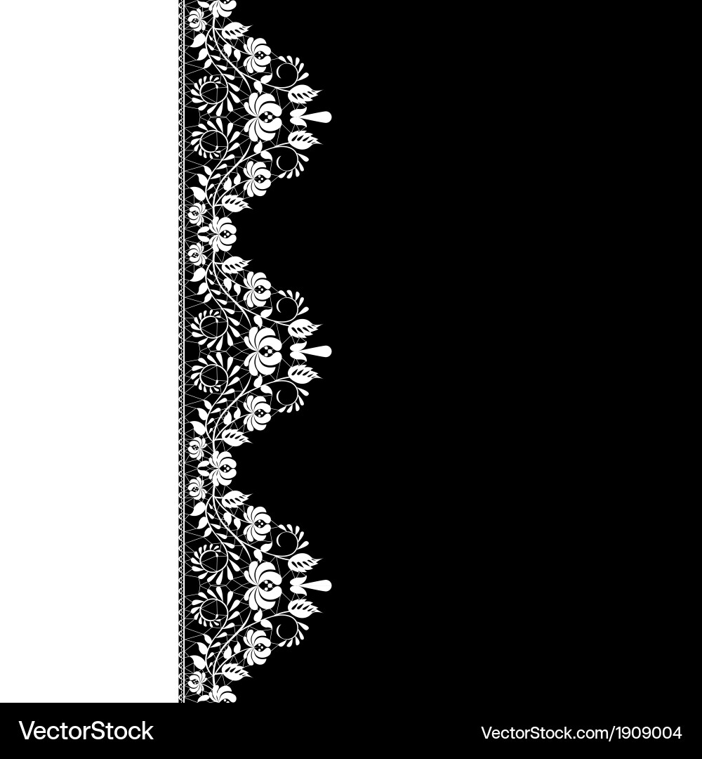 White lace border on black background Royalty Free Vector