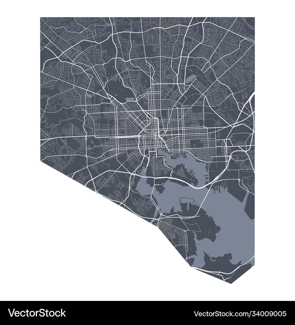 Baltimore map detailed city Royalty Free Vector Image