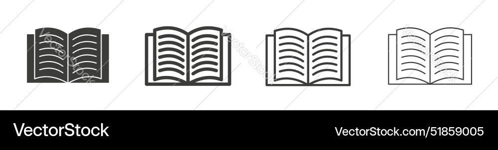 Book open line icon collection read story book Vector Image