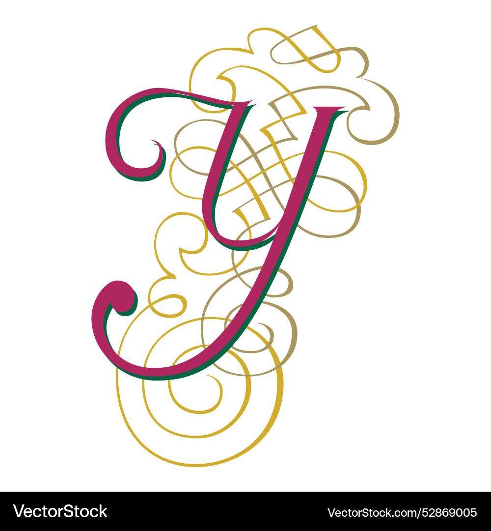 Fantasia initial caps font capital letter y design