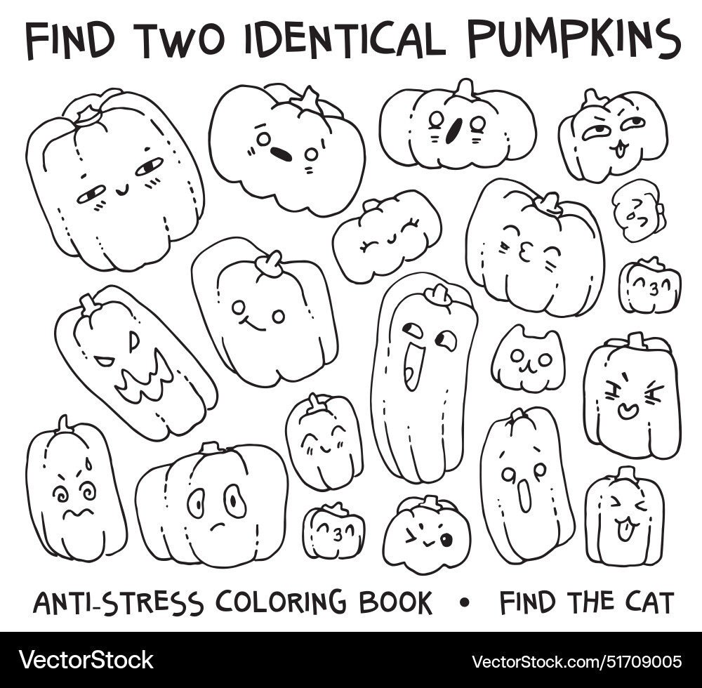 Find two identical halloween pumpkins educational Vector Image
